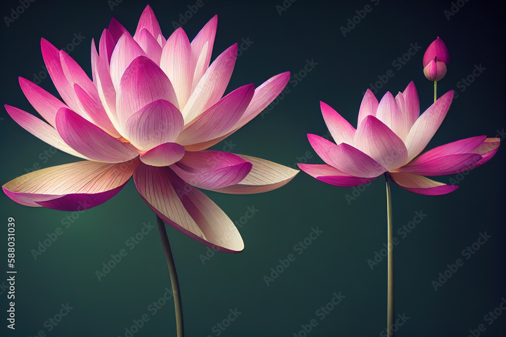 Beautiful blossom pink lotus flower with petal glowing and radiate ...