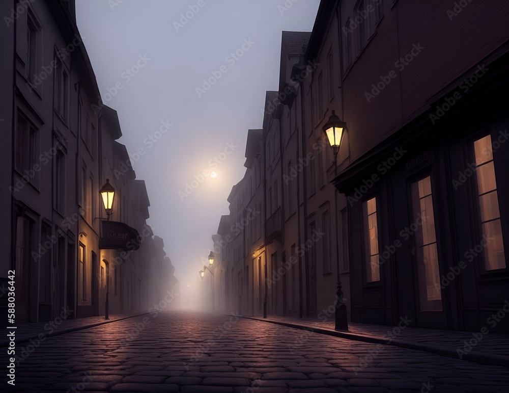 old empty street in the night created with Generative AI technology ...
