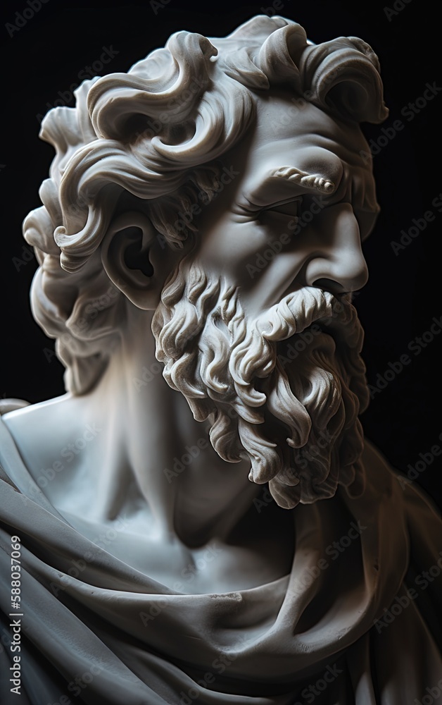 Un portrait d'une sculpture en marbre de l'homme grec stoïque. Stock ...
