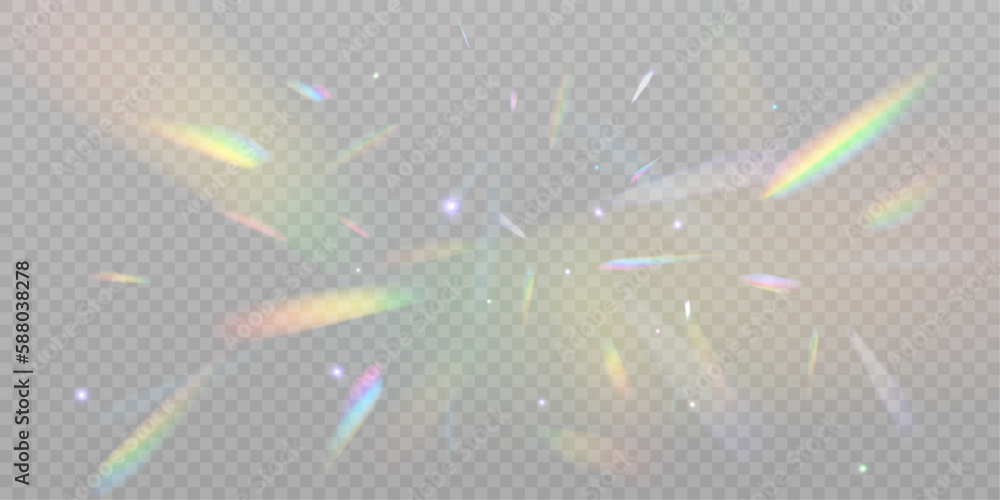 Rainbow overlay texture. Holographic falling confetti isolated on ...
