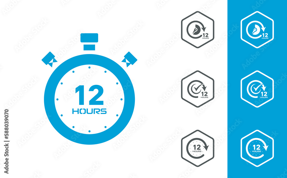 12 Hours For Order Execution Or Delivery Service Icons 24 Hours A Day 12-hours-for-order-execution-or-delivery-service-icons-24-hours-a-day