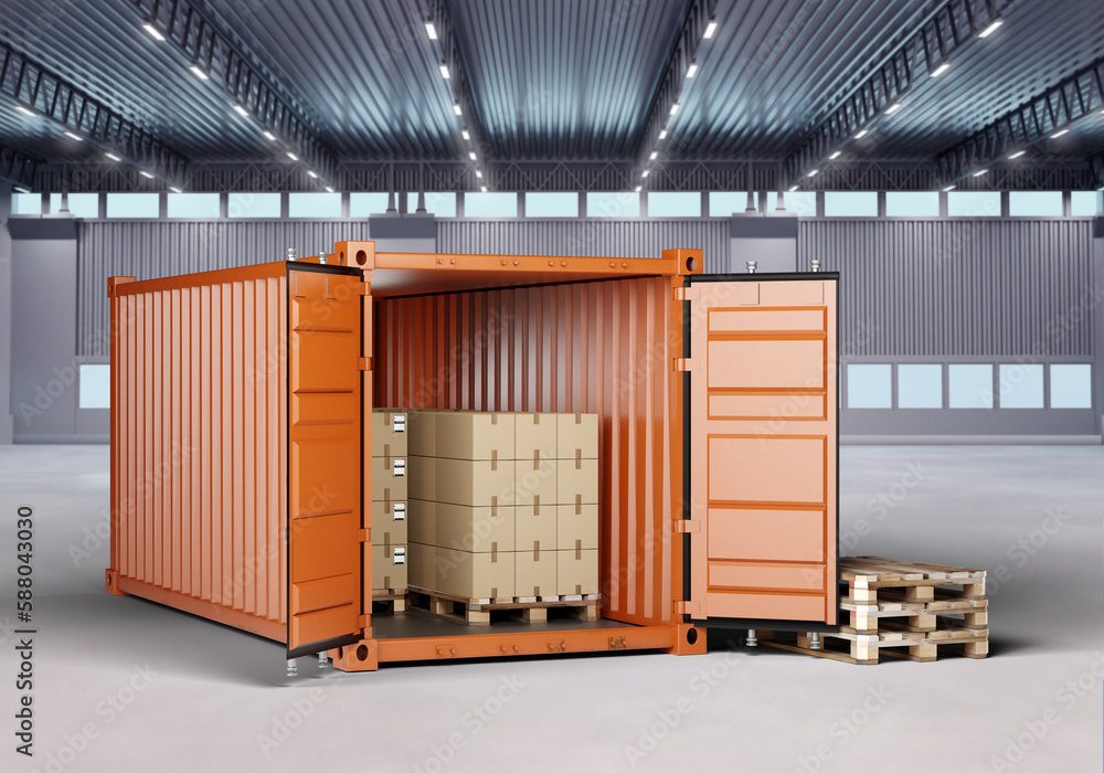 Ilustração do Stock: Cargo shipping container. Sea container with boxes ...
