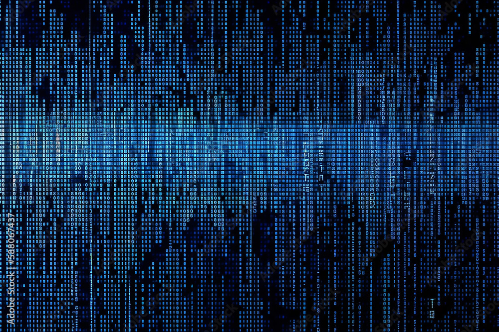 Binary Computer Matrix Code Data Stream Abstract Background Showing A Coding Transmission Over