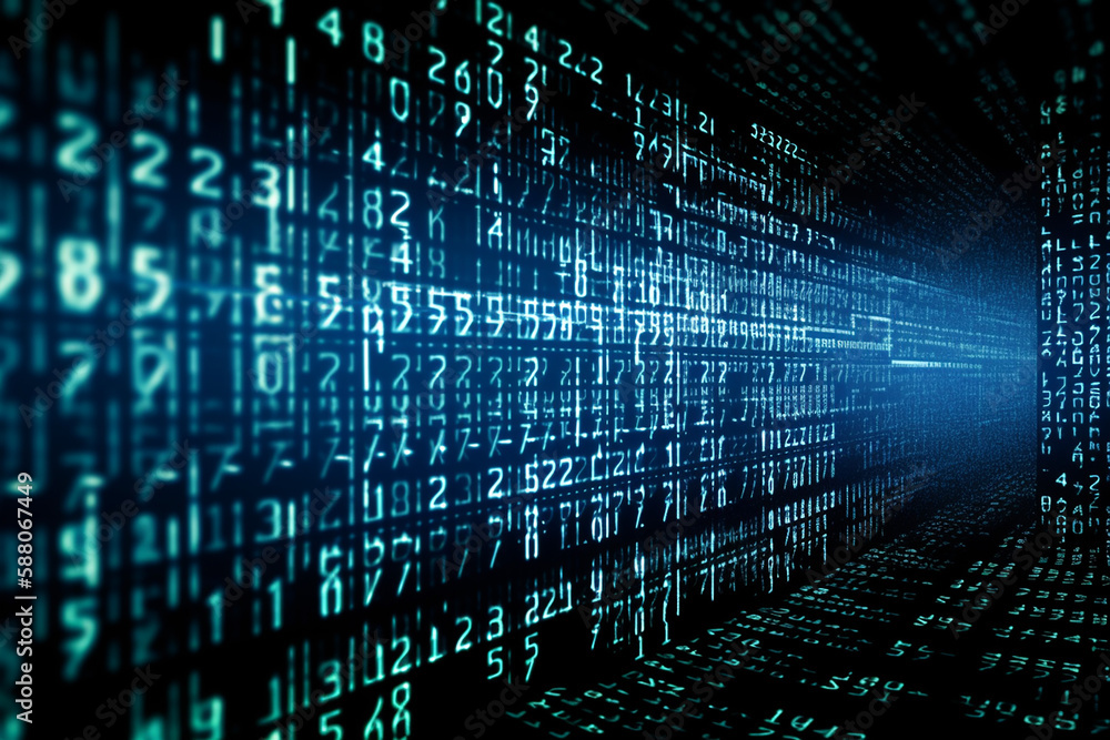 Binary computer matrix code data stream abstract background showing a coding transmission over ...