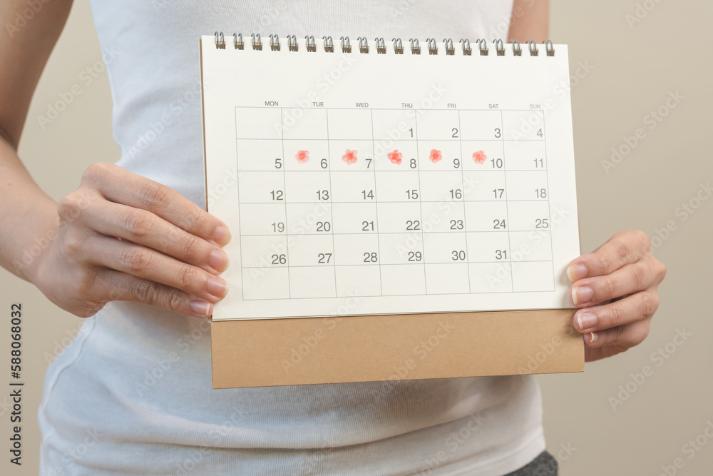 Menstruation, periods cycle day of monthly, hurt asian young woman ...