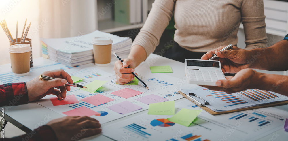 Team work process. brainstorming marketing strategy Documentation and ...