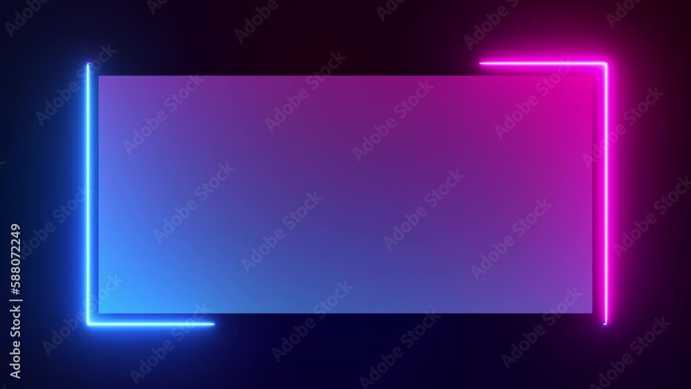 Abstract neon light rectangle frame with purple blue gradient ...