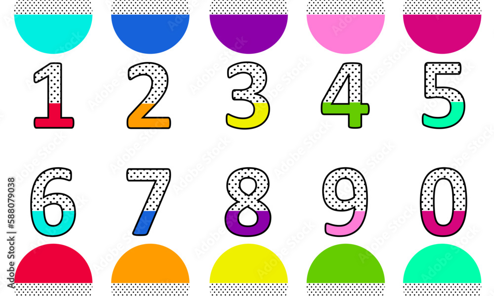 Colored numbers. With a graphic check mark on the second half. Stock ...
