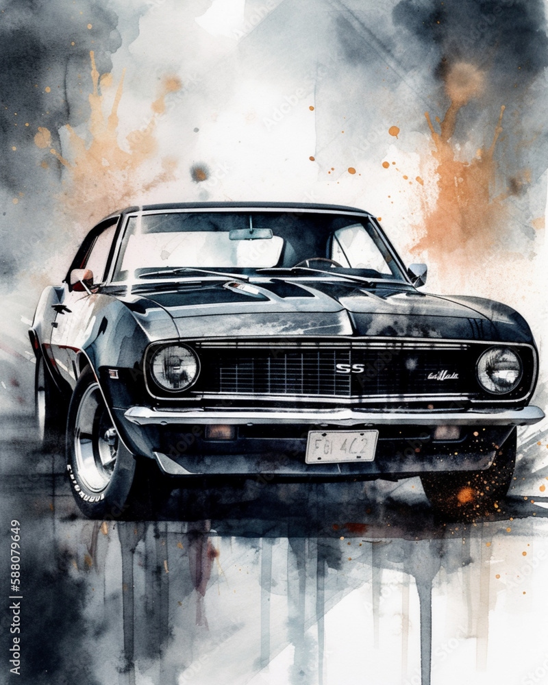 Watercolor Iconic Racing Car Illustration created by Generative Ai ...