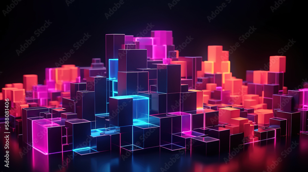 cube shapes, modern voxel wallpaper, Bright color. Generative Ai Stock ...