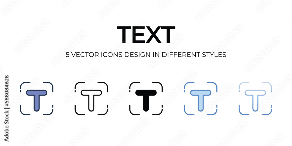 Vetor de Text Icon Design in Five style with Editable Stroke. Line ...