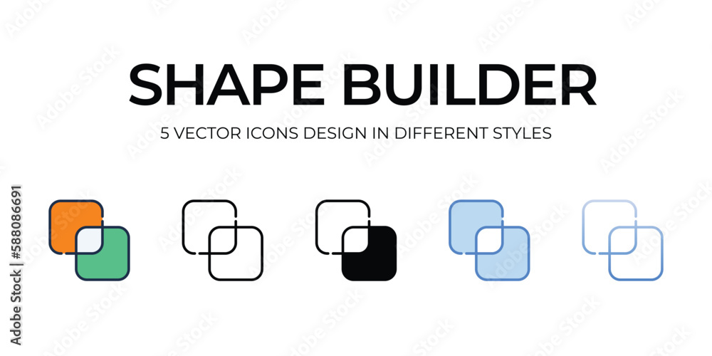 Shape Builder Icon Design in Five style with Editable Stroke. Line ...