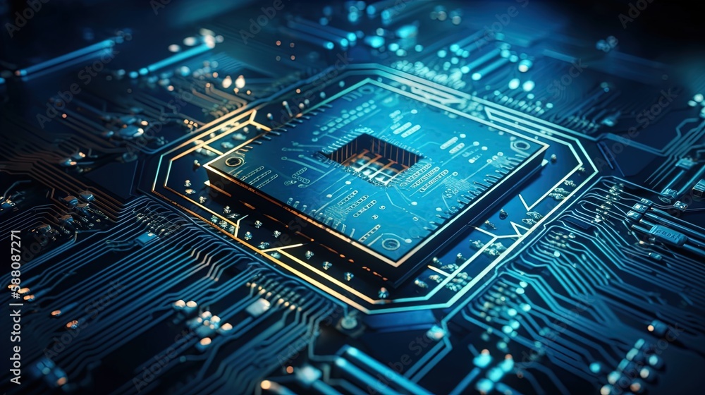 Microchip at the Heart of a Digital Data Grid in 8K created with ...