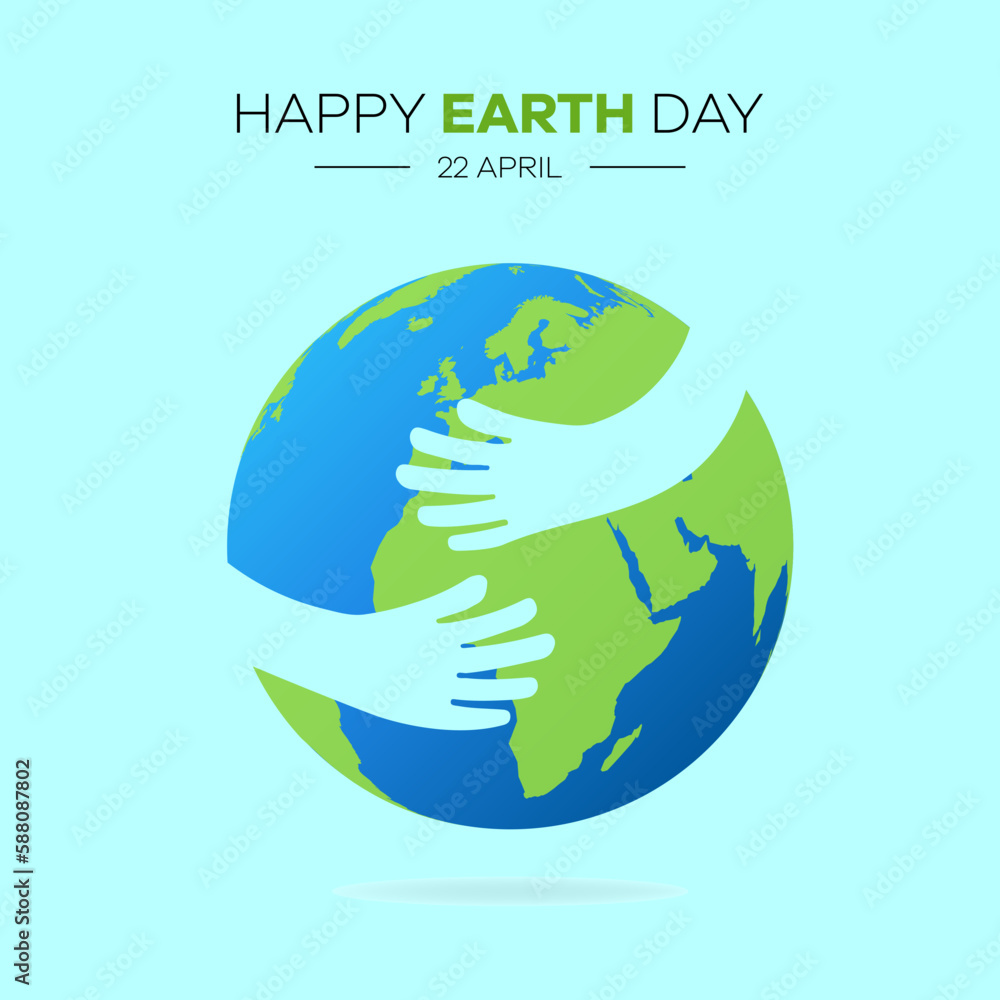 Earth day, hug to the earth to save and care the earth concept, vector ...
