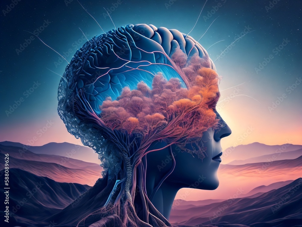 Neural networks in the human brain. Electronic impulses in the head ...