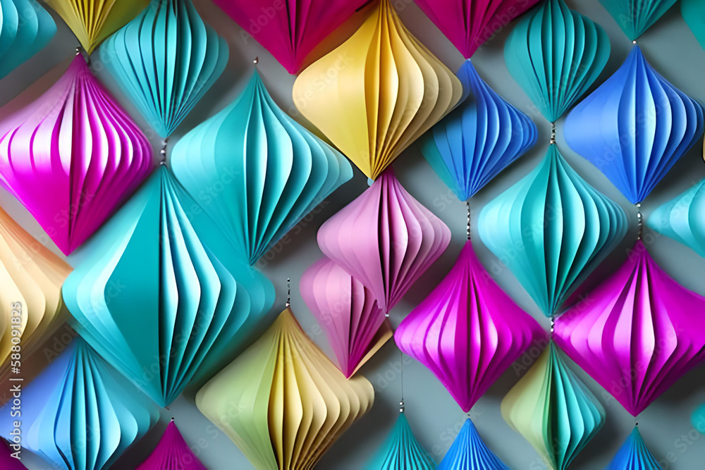 Rainbow colored paper texture, paper art rainbow paper fold and cut background in vibrant colors ...