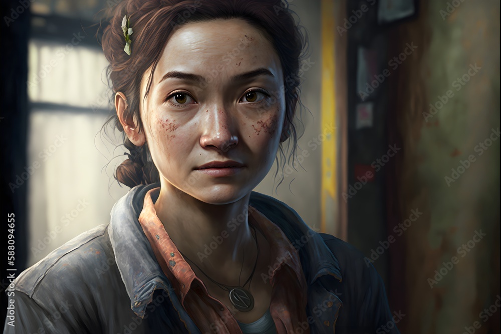 Marlene from the last of us as an 80s japanese characterFull body ...