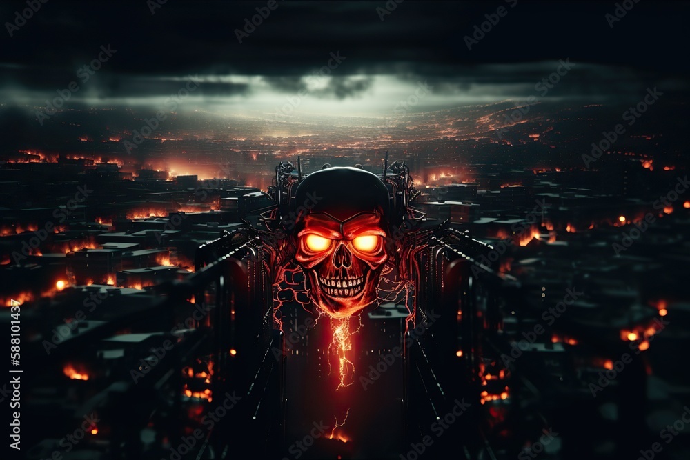 Evil AI rules the city. Danger of strong artificial intelligence ...