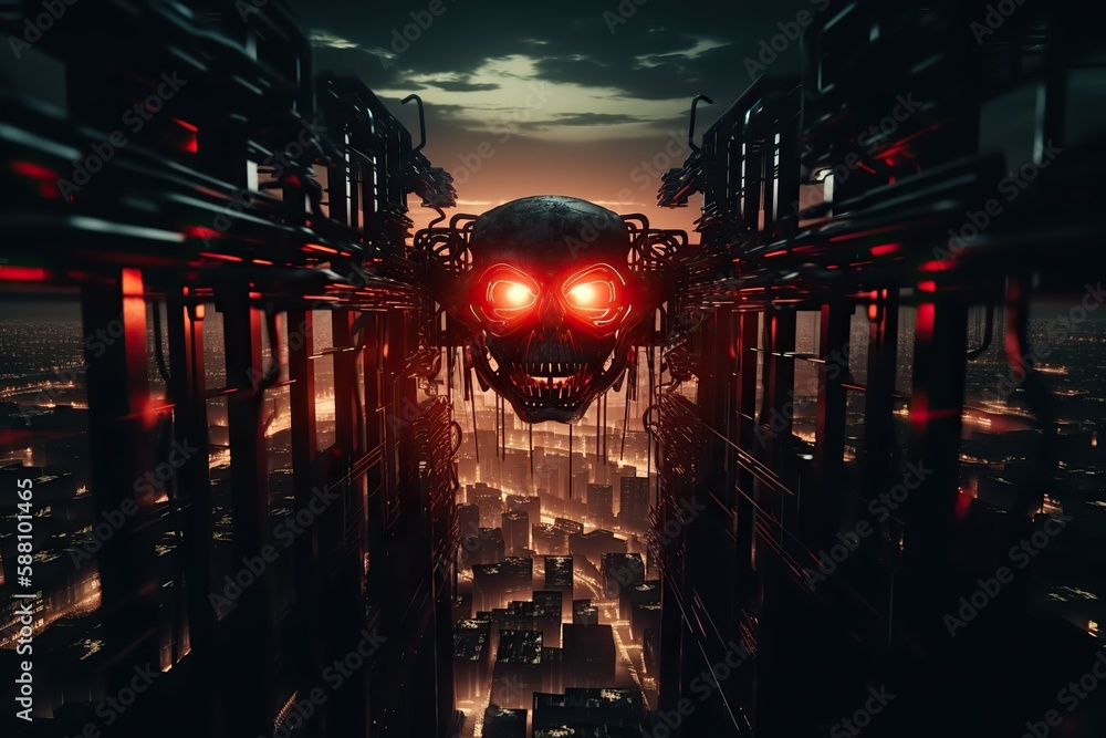 Evil AI rules the city. Danger of strong artificial intelligence ...