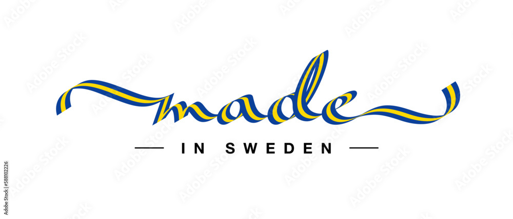 Made in Sweden new modern handwritten Swedish ribbon shaped calligraphy ...
