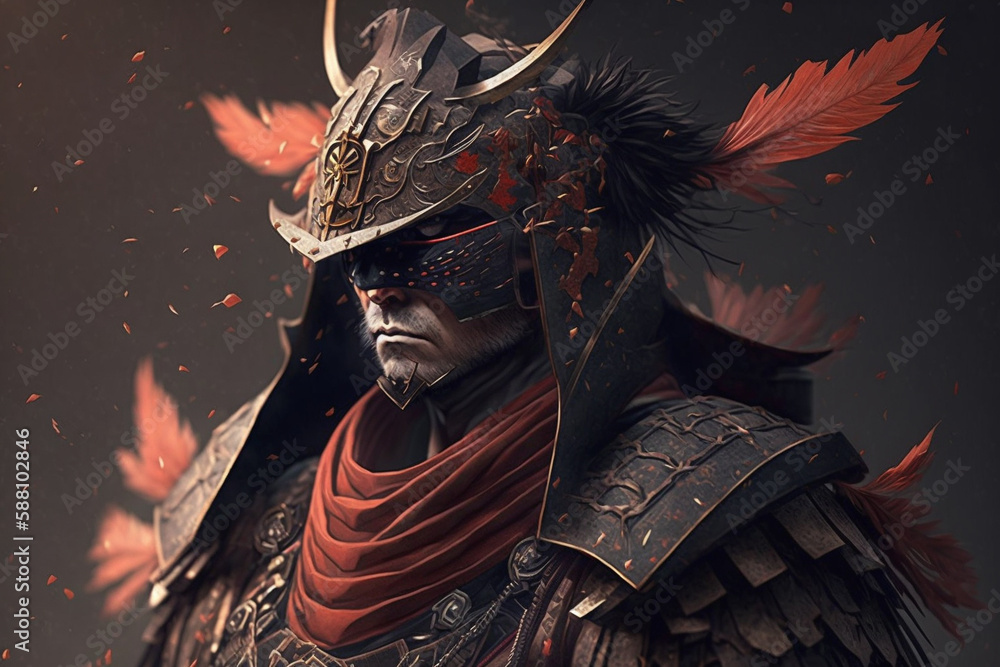 Samurai japanese ronin warrior in war combat costume. Traditional ...