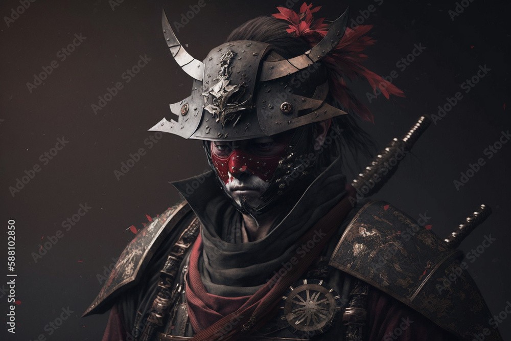 Samurai japanese ronin warrior in war combat costume. Traditional ...