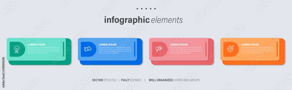 Four text box infographic elements. Business template for presentation ...