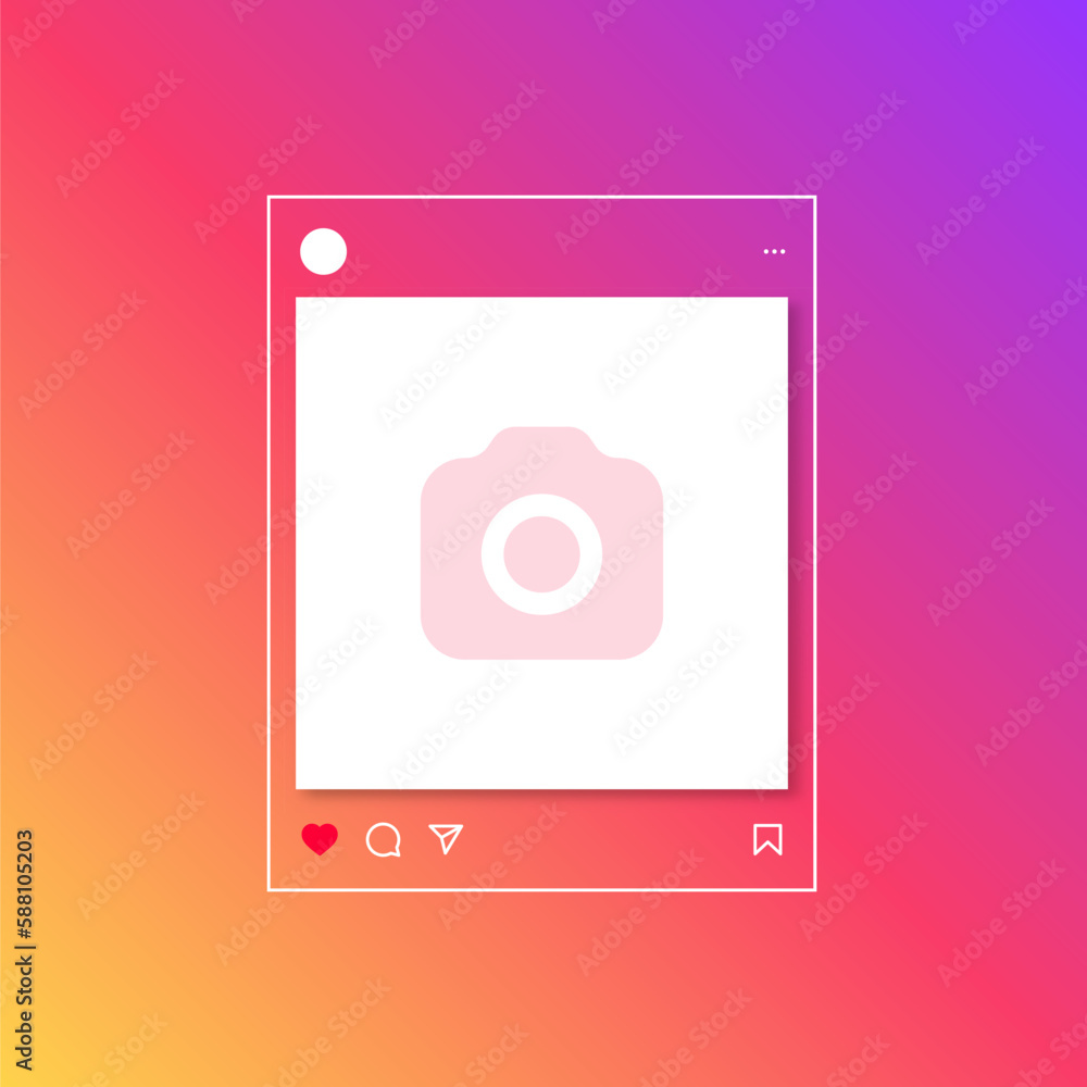 instagram post frame mockup template in linear design style. social ...