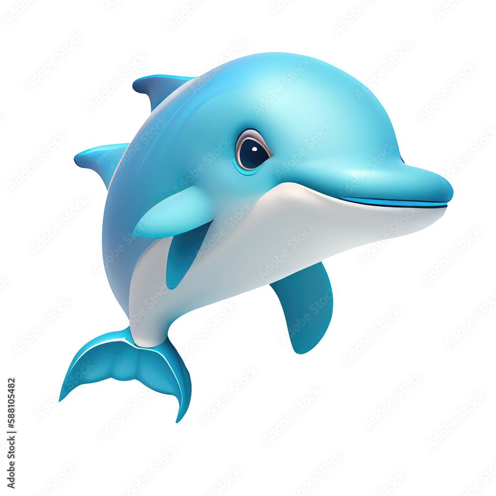 3d icon cute funny dolphin of underwater character cute cartoon shark ...