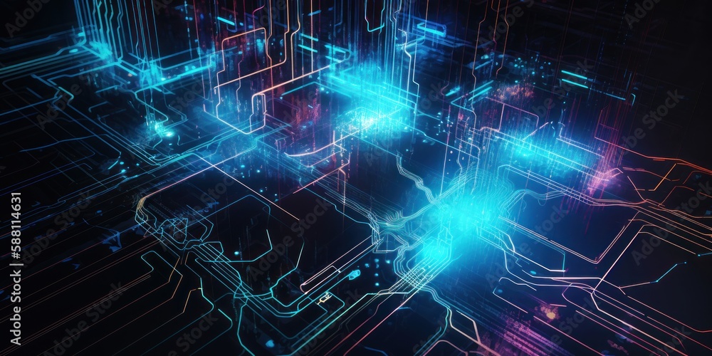 abstract digital technology background, artificial intelligence ...