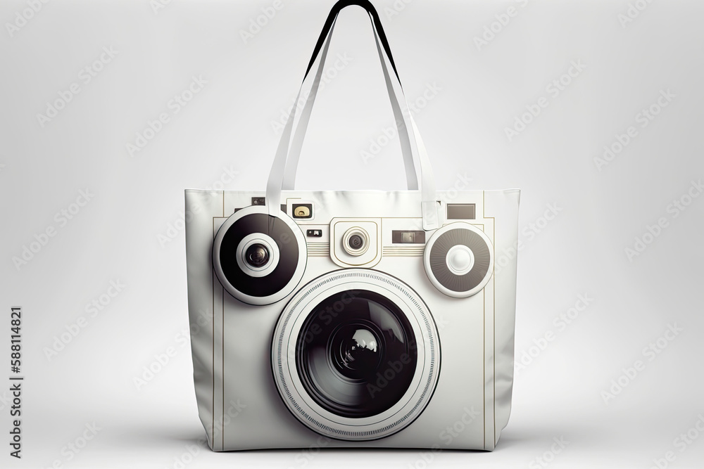 white tote bag on white background, camera bag, product mock up ...