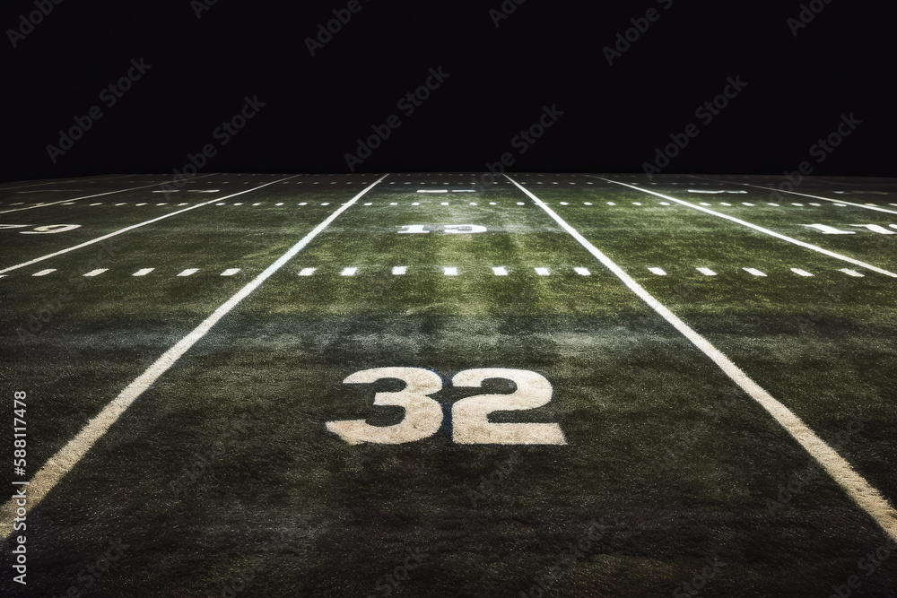 Yard Lines on American Football Field. Generative AI. Stock ...