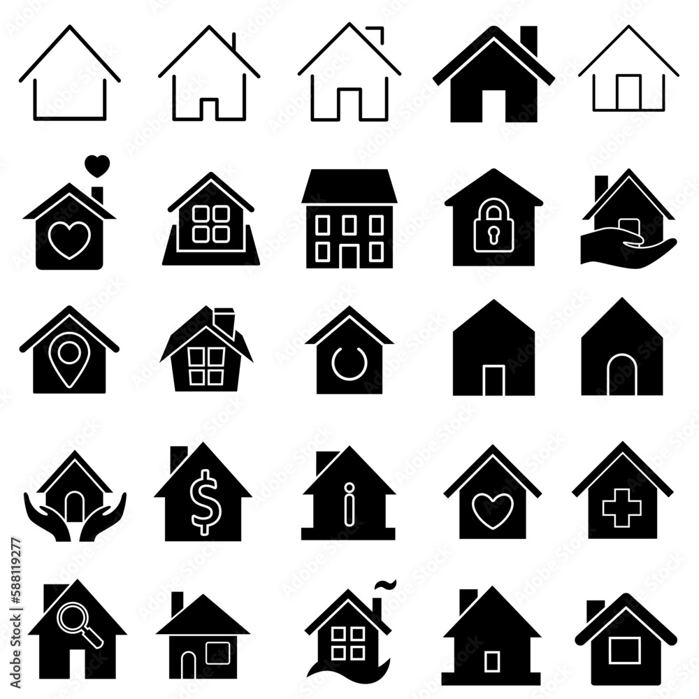 House Icon Set. Home vector illustration symbol. Building symbol or ...