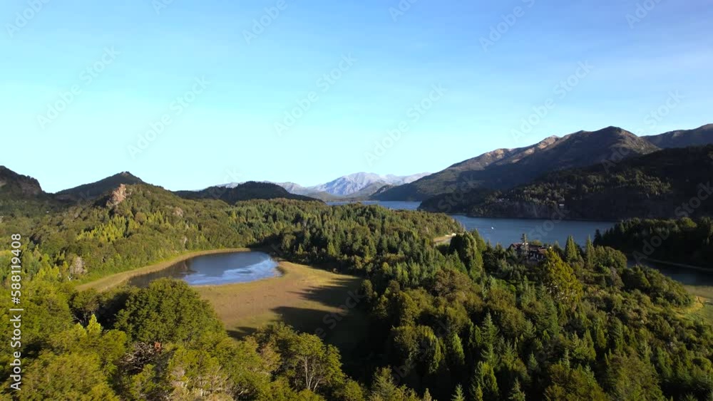 Vista aérea de Bariloche lago perito moreno, lago Nahuel Huapi, lago ...