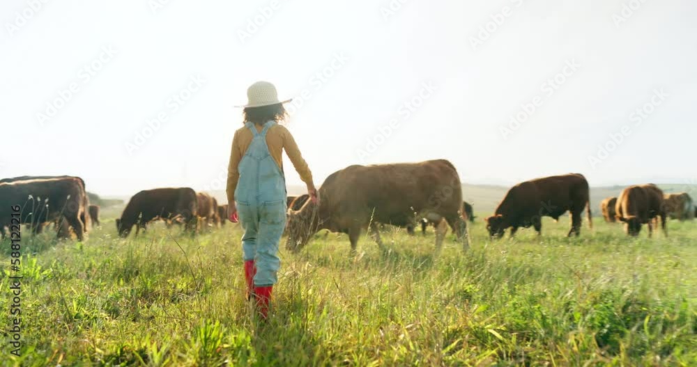 Family, farming and countryside farmer with girl child pointing ...