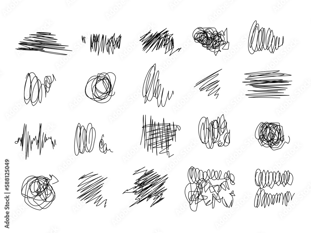 Hand-drawn Doodle lines with black pen. Simple grunge freehand shape ...