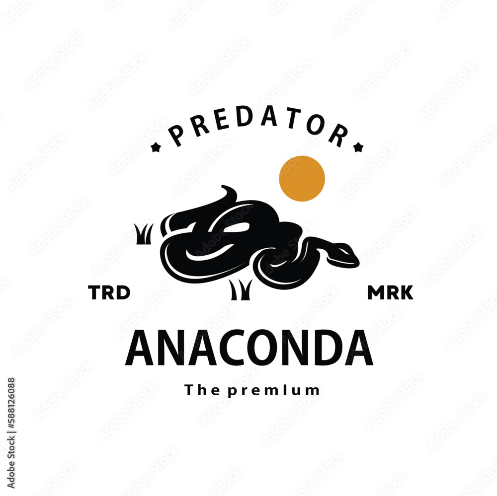 vintage retro hipster anaconda logo vector silhouette art icon for ...
