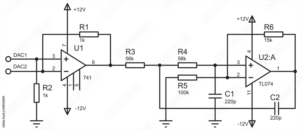 Schematic diagram of electronic device. Vector drawing electrical ...