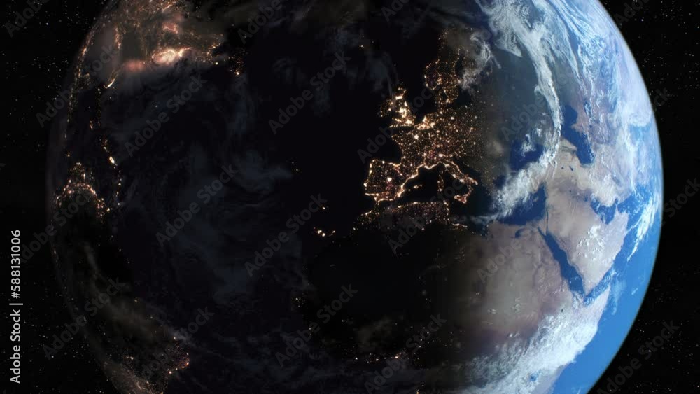Earth Night Zoom - Transition Day Stock Video | Adobe Stock