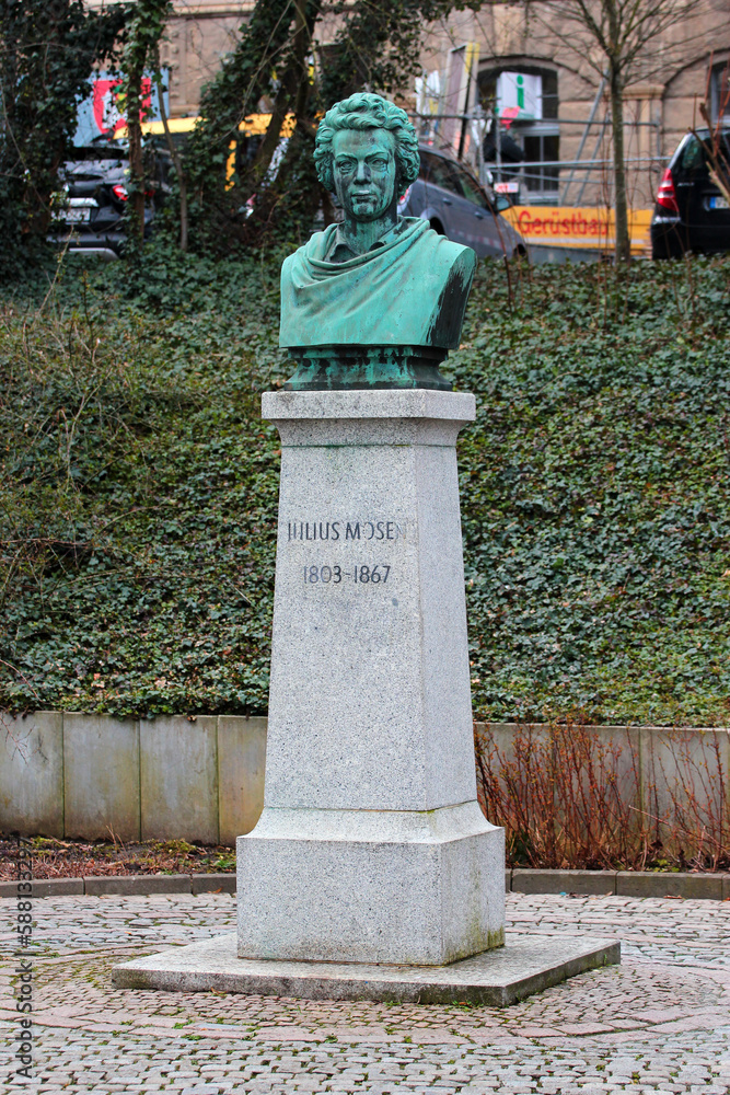 Plauen, Germany - March 28, 2023: Monument to Julius Mosen, a German ...