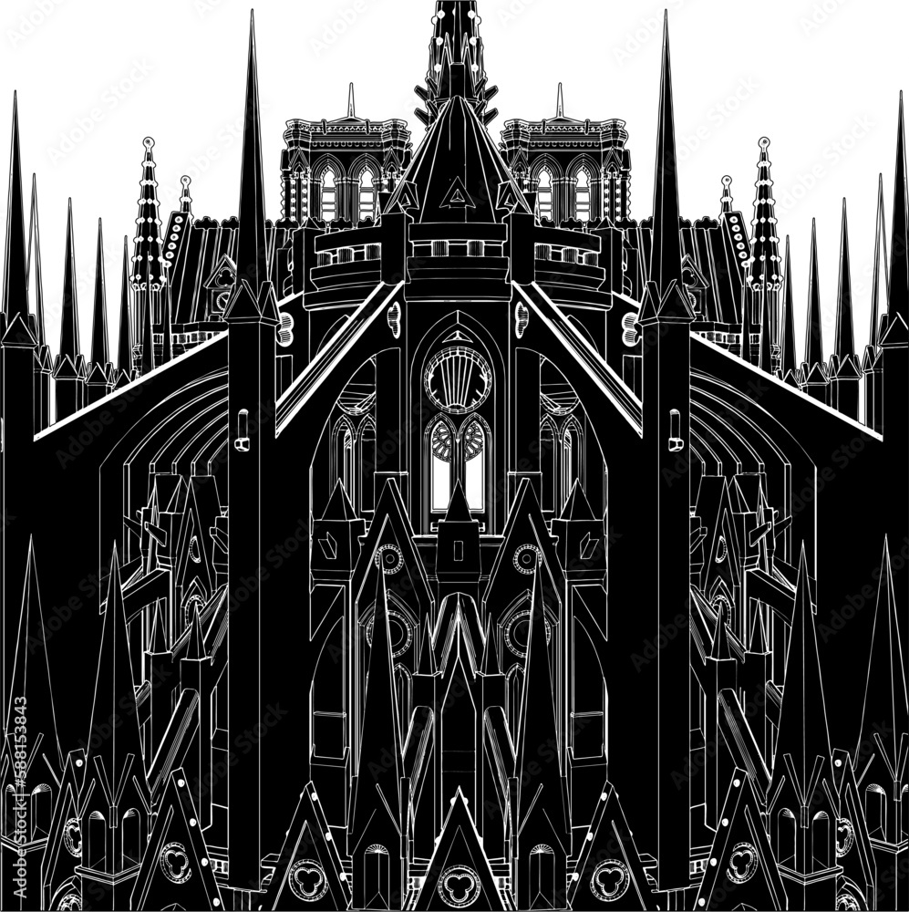 Gothic Cathedral Vector. Illustration Isolated On White Background. A ...