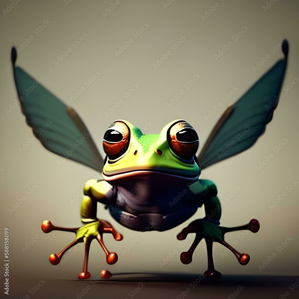 Frogs in different poses and locations, simulating human society ...