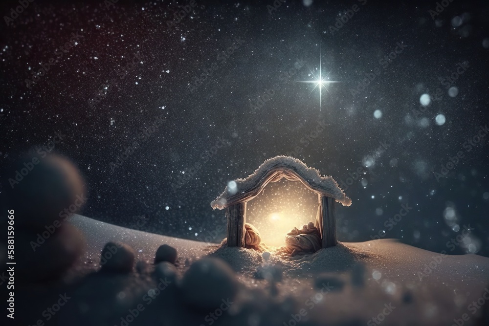 birth of jesus christ, created with Generative AI technology Stock ...