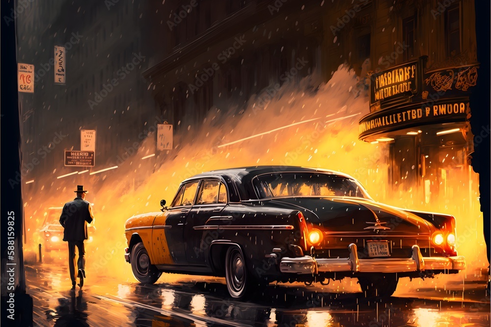 GTA loading screen exploding car in a mafia movie scene in the rain new ...