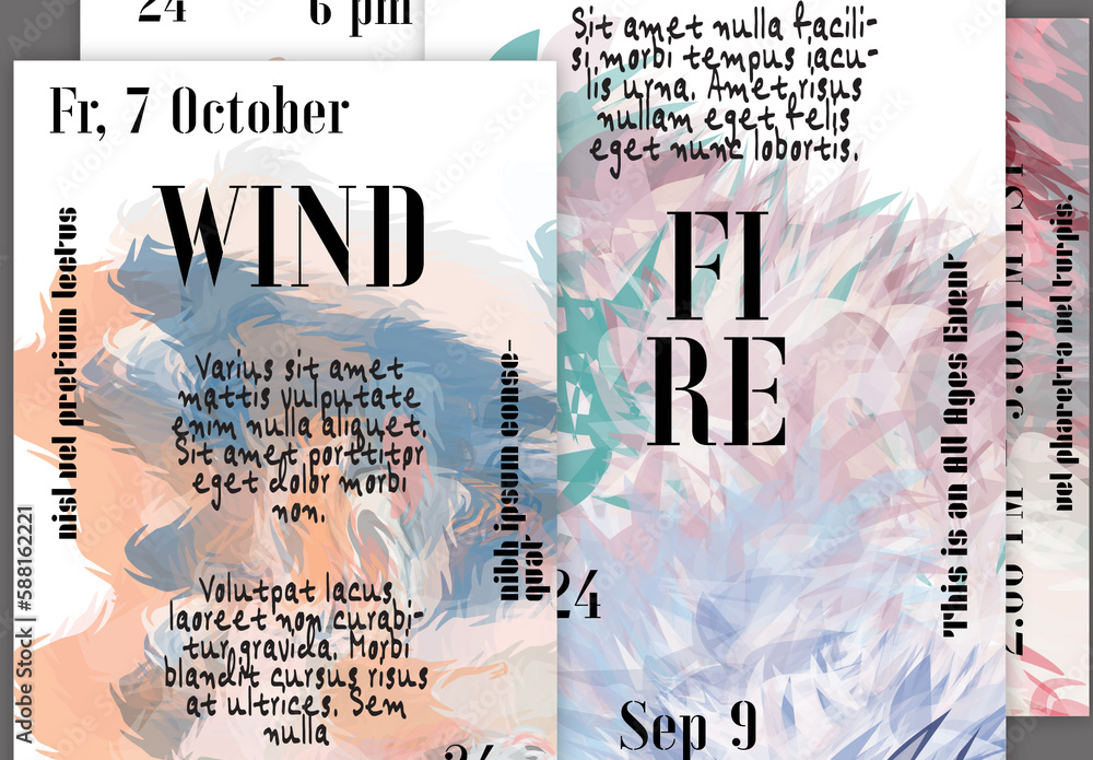 A4 Flyer With Transparent Overlapping Shapes Creating Vector Watercolor ...