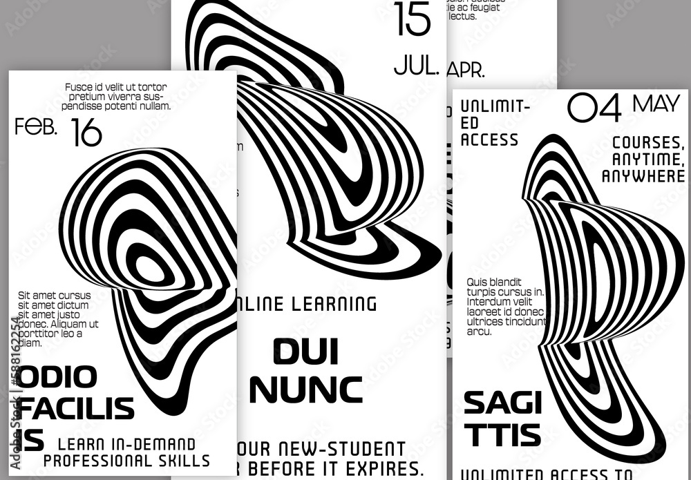 Social Media Post Layout Abstract Black and White Distorted Circle 3D ...