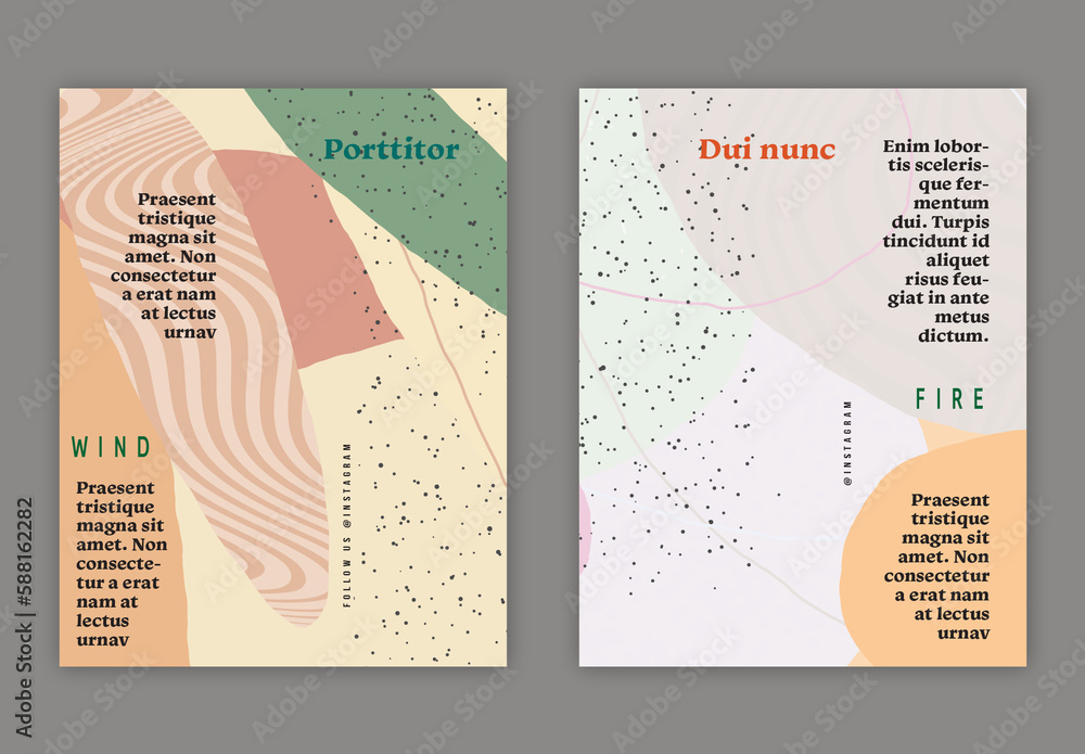 US Letter Flyer Overlapping Blobs Textured With Spots And Lines Stock ...