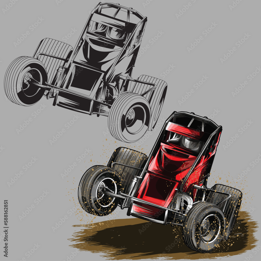 red dirt splash racing car isolated in gray background for business ...