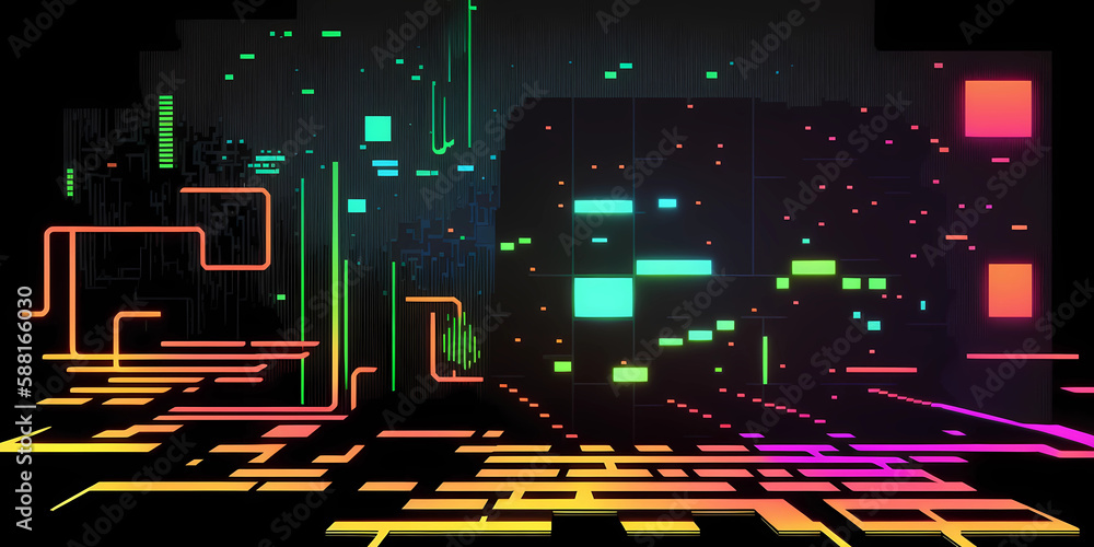Tron city with neon lights in a metaverse desert. neon background ...