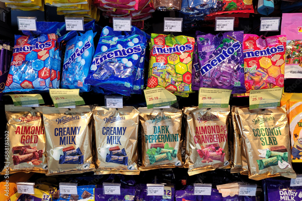 PENANG, MALAYSIA - 2 APR 2023: Various choices of imported sweet candy ...